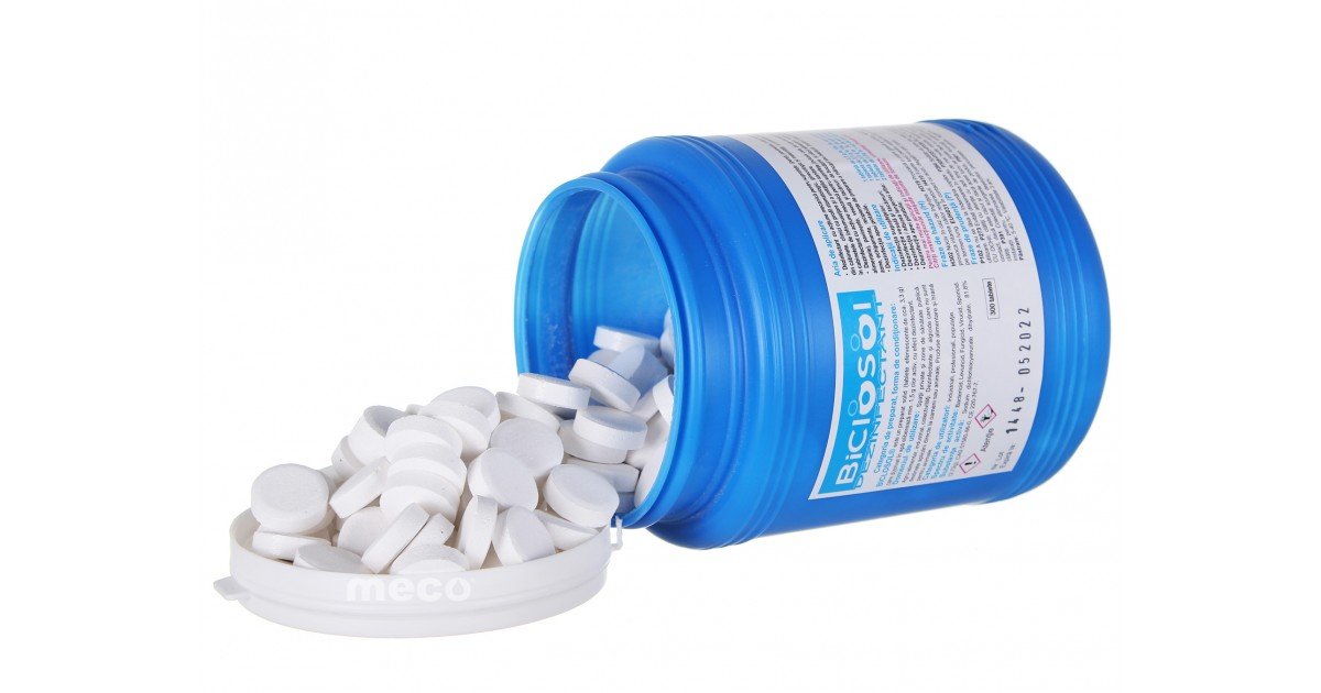 Dezinfectant efervescent Cloramina Biclosol 300 tablete - Mertecom.ro