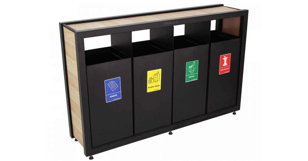 Cos colectare selectiva Meco 4x54 litri 130x31cm H-84cm - Mertecom