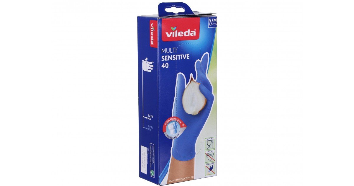 Manusi nitril multi sensitive vileda S/M 40buc - Mertecom.ro