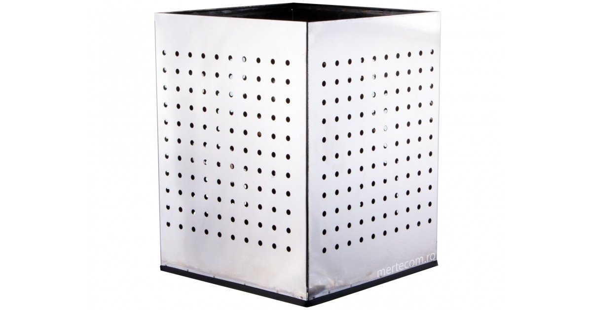 Cos gunoi patrat perforat inox 16 litri H 30cm - Mertecom