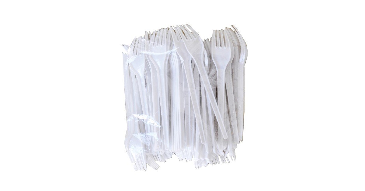 Furculite plastic de unica folosinta albe 100buc/set - Mertecom