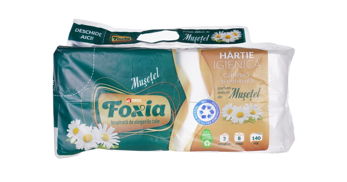 Hartie igienica Foxia 8role 3straturi 140foi (Musetel) - Mertecom.ro