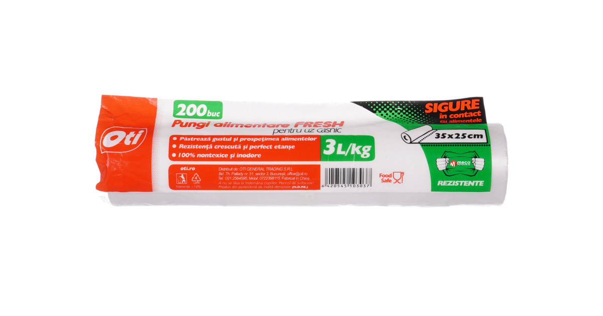 Pungi alimentare Oti Fresh 3kg 200buc 35x25cm - Mertecom.ro
