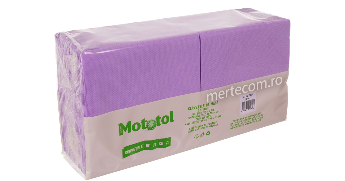 Servetele colorate laminate 2straturi 120 bucati Lila - Mertecom.ro